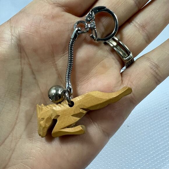 Unbranded | Accessories | Hand Carved Wood Horse Keychain With Bell ...